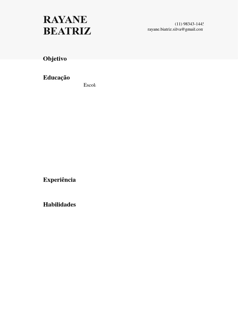 Curriculo. Rayane - Silva | PDF