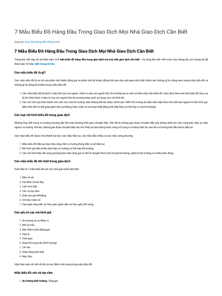 7 mô hình biểu đồ hàng đầu trong giao dịch chi tiết - Hướng dẫn Dot Net | PDF