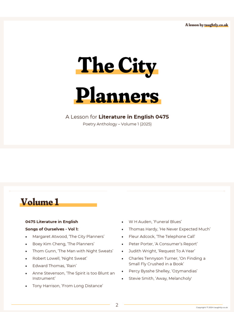 The City Planners Free Lessons and Exemplar | PDF | Poetry | Poetics