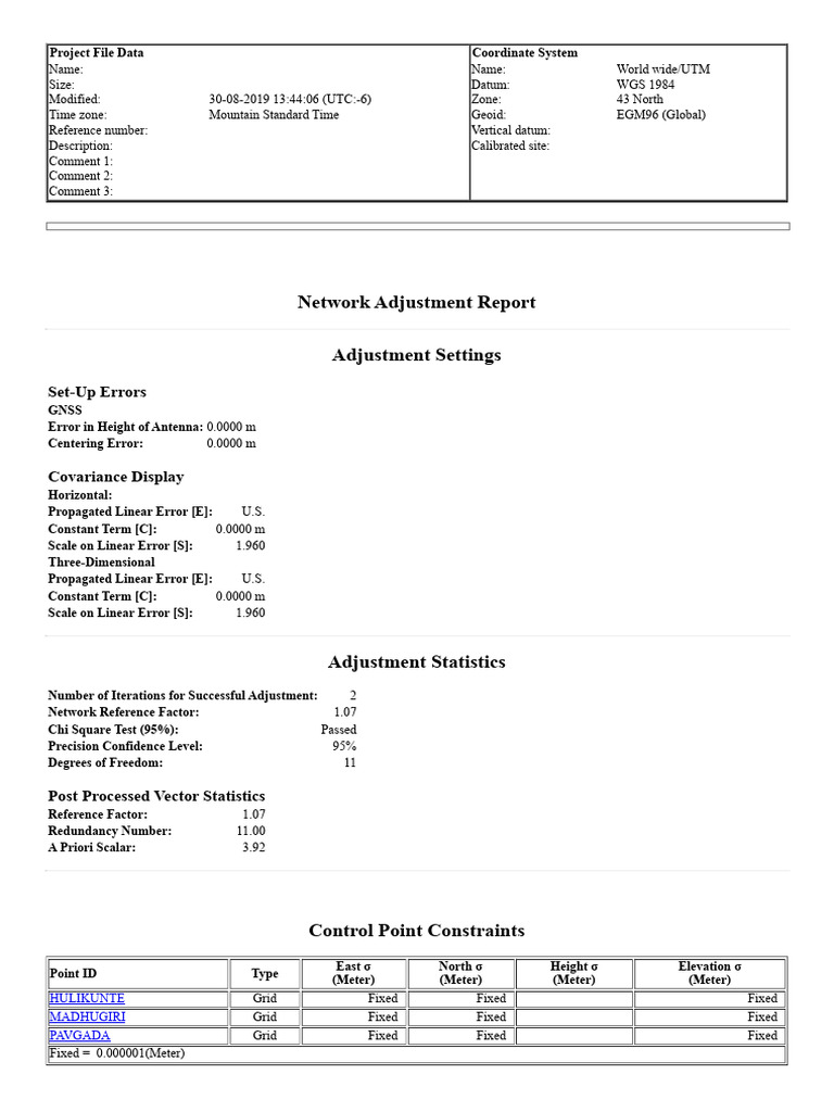 GNSS Network Adjustment Report | PDF | Cartography | Geographic Data ...