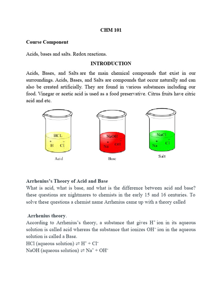 CHM 101 | PDF | Acid | Hydroxide