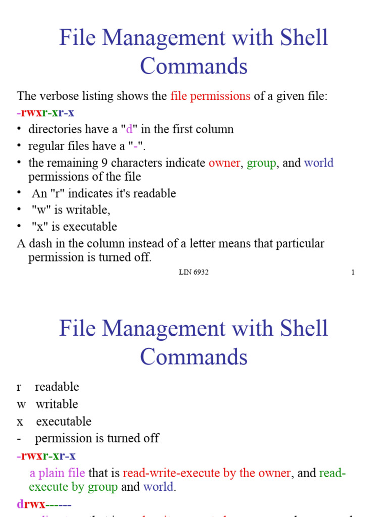 L0 - File Permissions and Simple Examp | PDF | Shell (Computing) | User ...