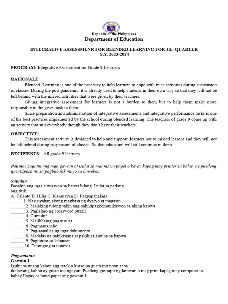 grade-9-activity_4th-Quarter | PDF