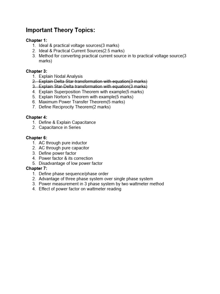 Important Theory Topics | PDF