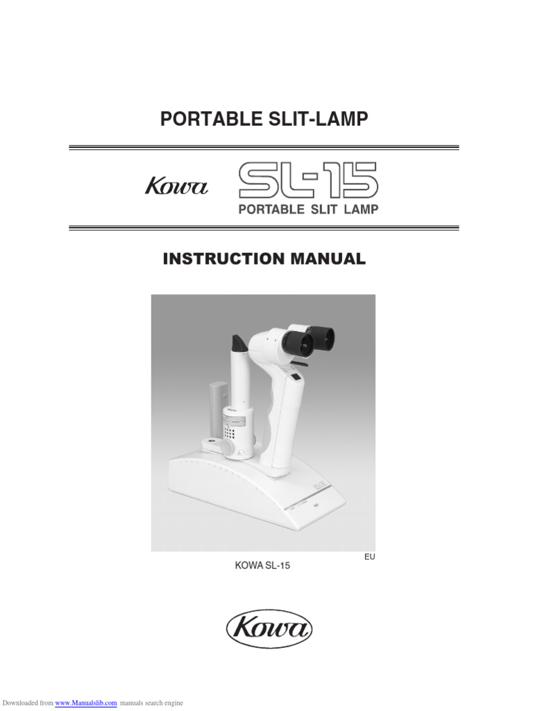 Slit Lamp Microscope Kowa SL-15 Instruction Manual | PDF | Battery Charger | Rechargeable Battery
