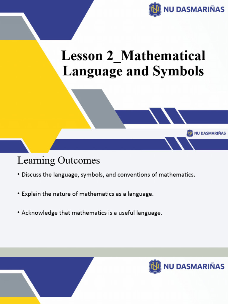 Lesson 2 Mathematical Language and Symbols | PDF | Set (Mathematics ...