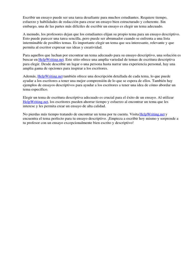 Temas de Escritura Descriptiva | Descargar gratis PDF | Ensayos ...