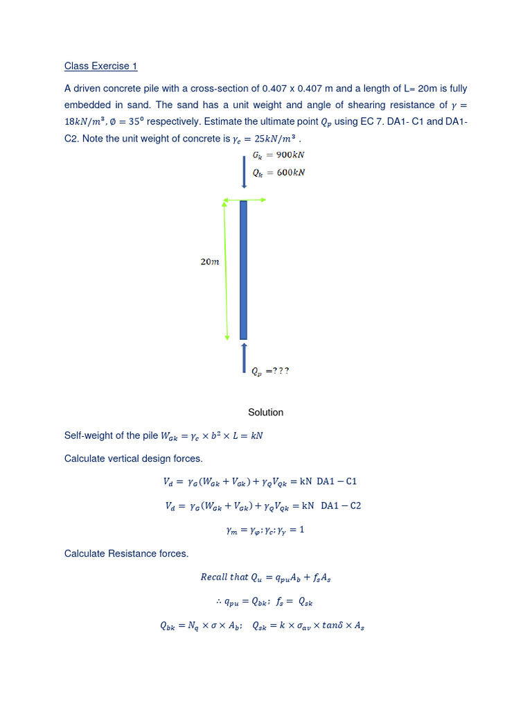 Class Exercise 1 Limit State Design of Pile Foundation | PDF | Deep Foundation | Structural ...