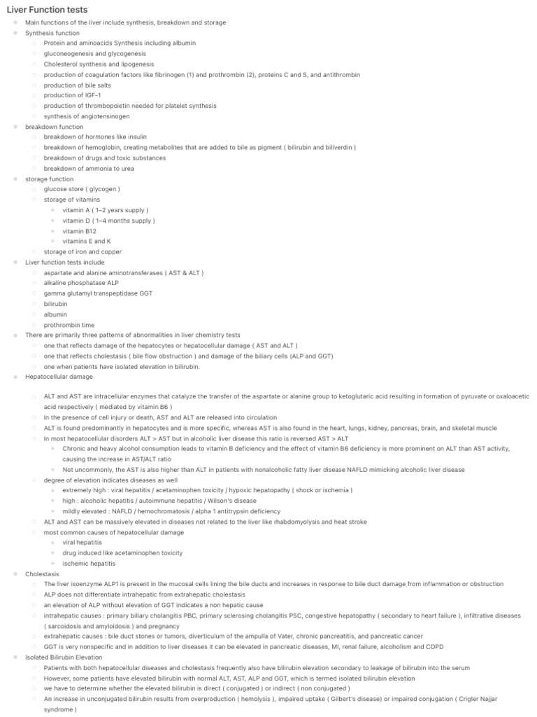 Liver Function Tests | PDF | Gastroenterology | Exocrine System