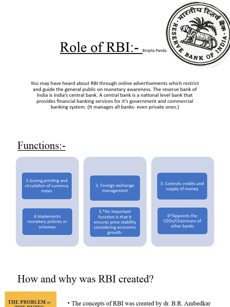 Functions and Role of RBI | PDF