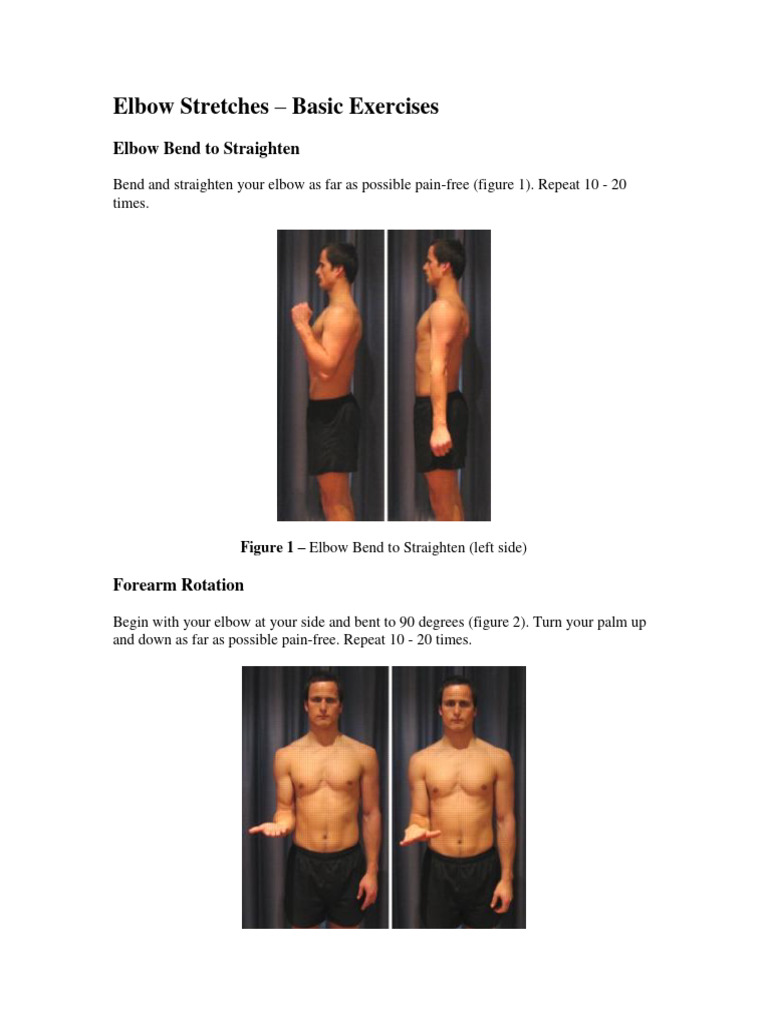 Elbow Stretching Exercises Guide | PDF | Elbow | Anatomical Terms Of Motion