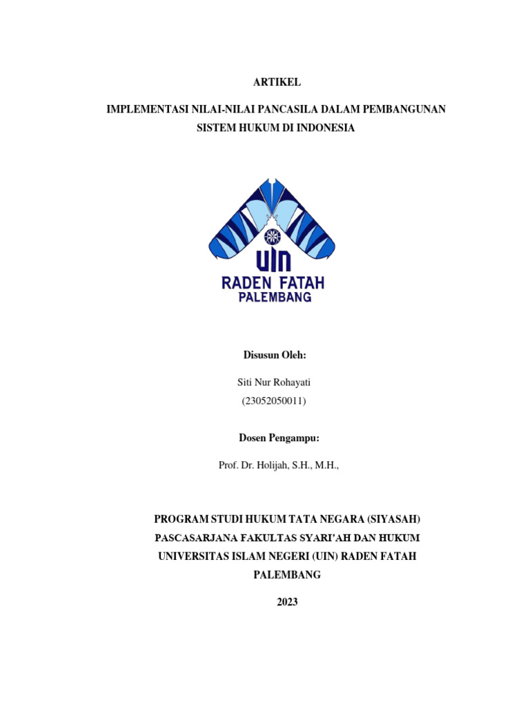 Siti Nur Rohayati - 23052050011 - Tugas Artikel Pancasila Dalam Sistem ...