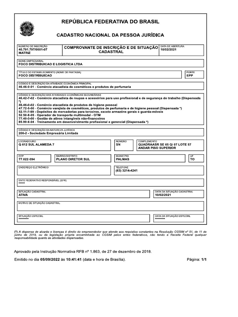 Cartão CNPJ Foco | PDF