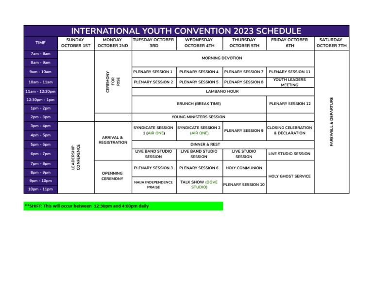 Youth Convention 2023 Schedule | PDF