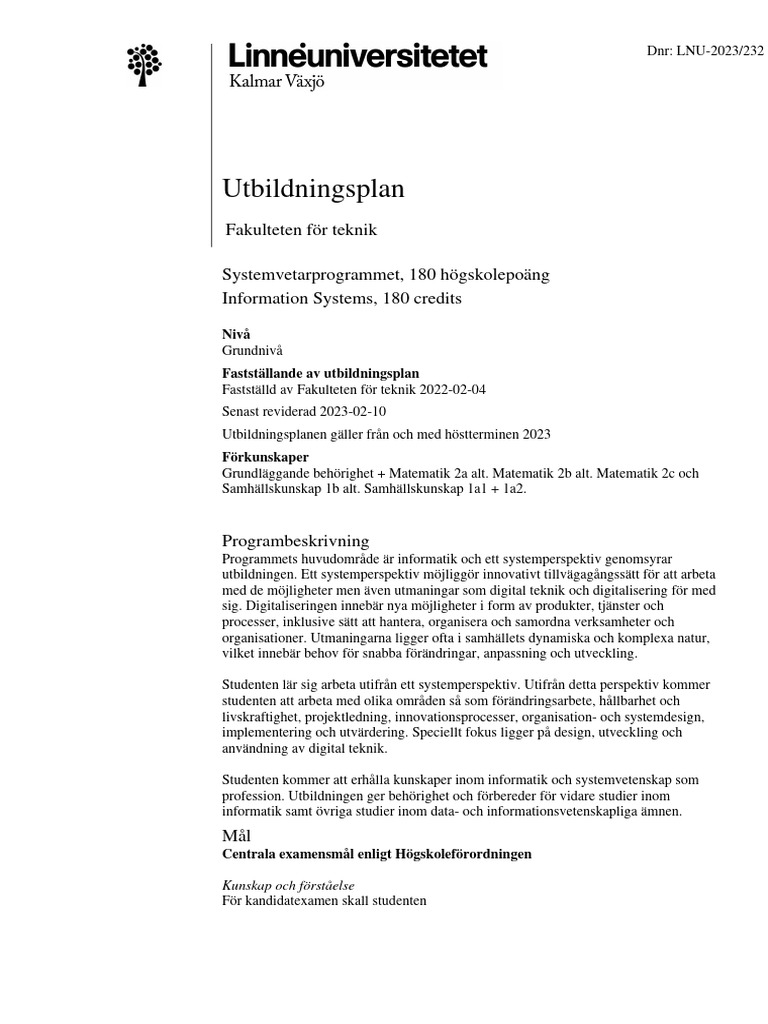 Utbildningsplan NGSVP 2 | PDF
