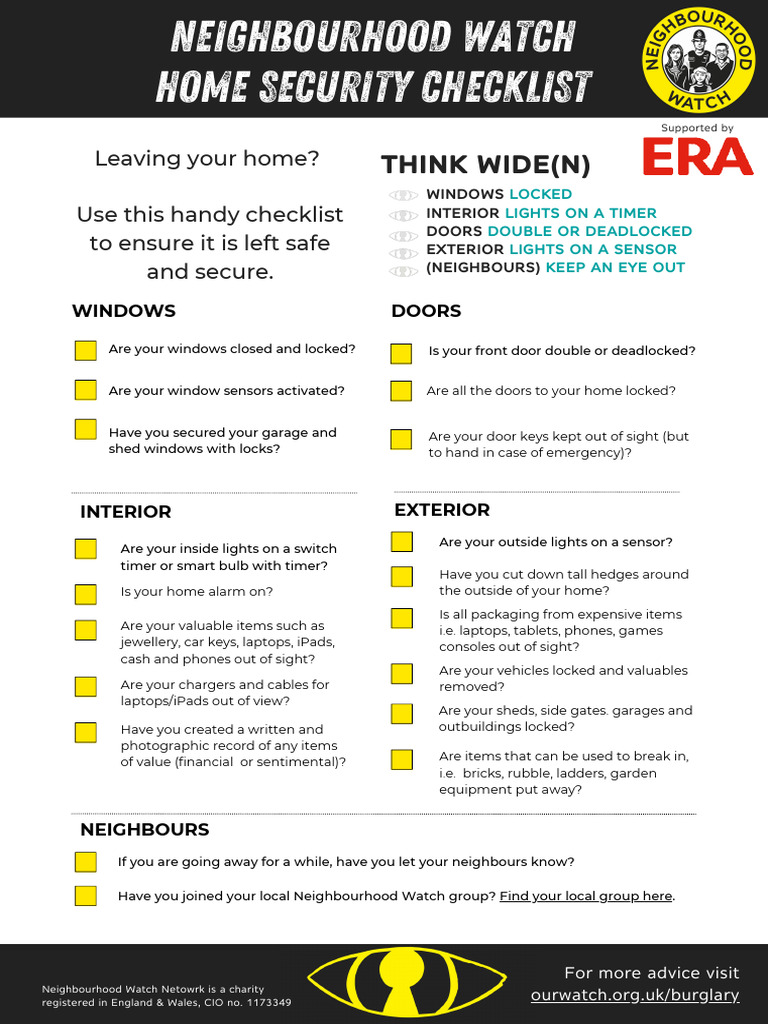 Home Security Checklist for Safety | PDF