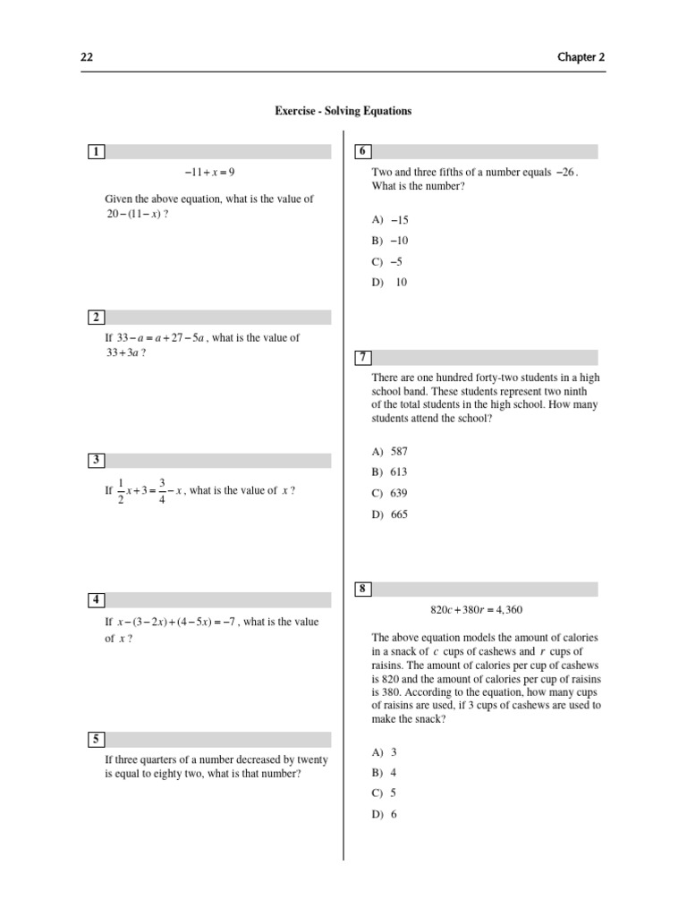 Exercise - Solving Equations | PDF | Equations