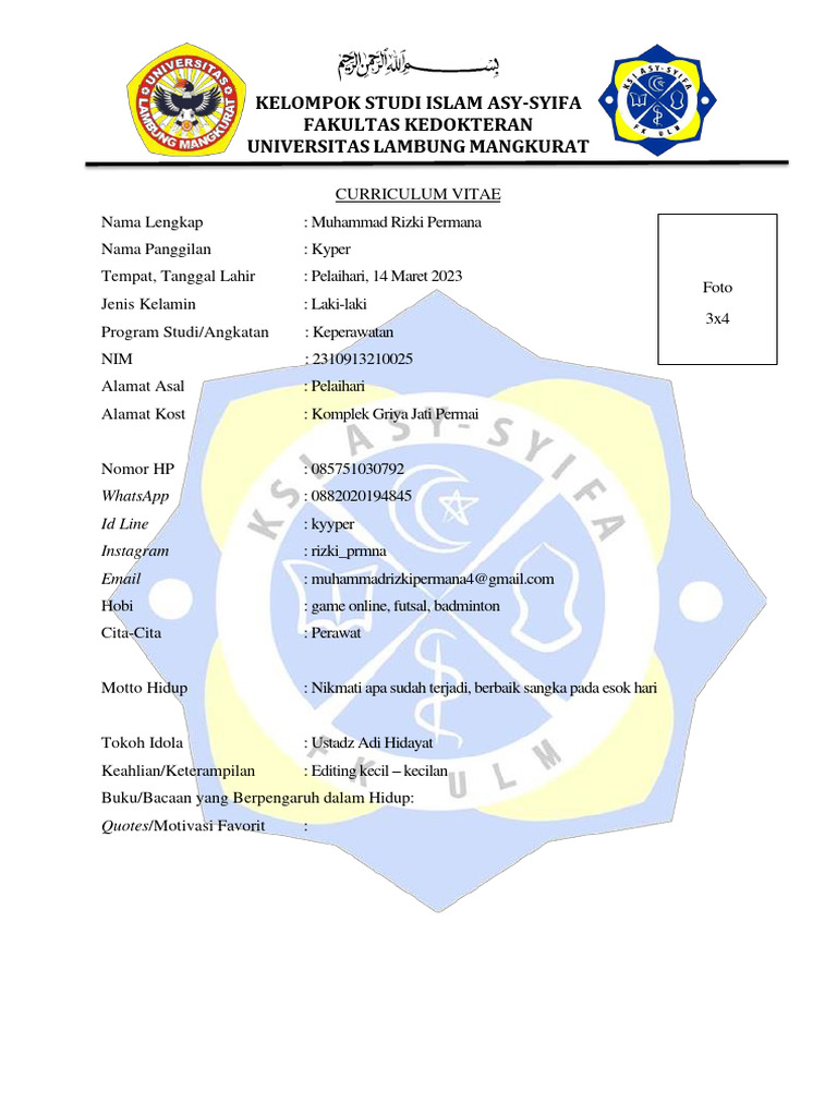 CV - Muhammad Rizki Permana - Pskep - 2023 | PDF