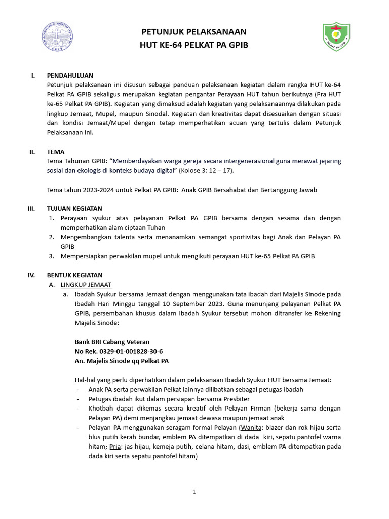 Petunjuk HUT ke-64 Pelkat PA GPIB | PDF | Karier & Perkembangan