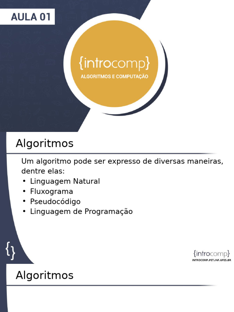 Aula 01 - Algoritmos e Computação | PDF | Algoritmos | Linguagem de ...