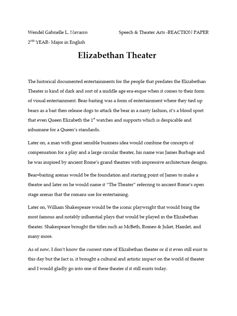 Elizabethan Theater | PDF | Classics