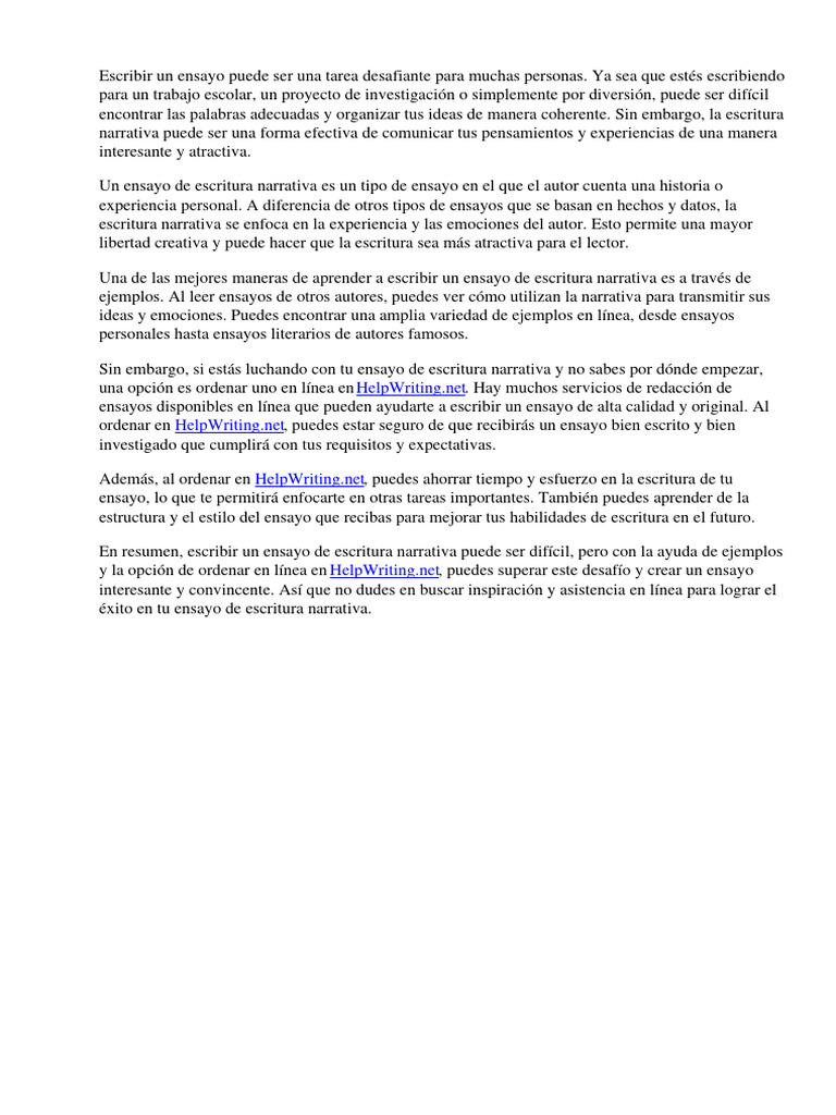 Ejemplos de Ensayos de Escritura Narrativa | PDF | Ensayos | Experiencia