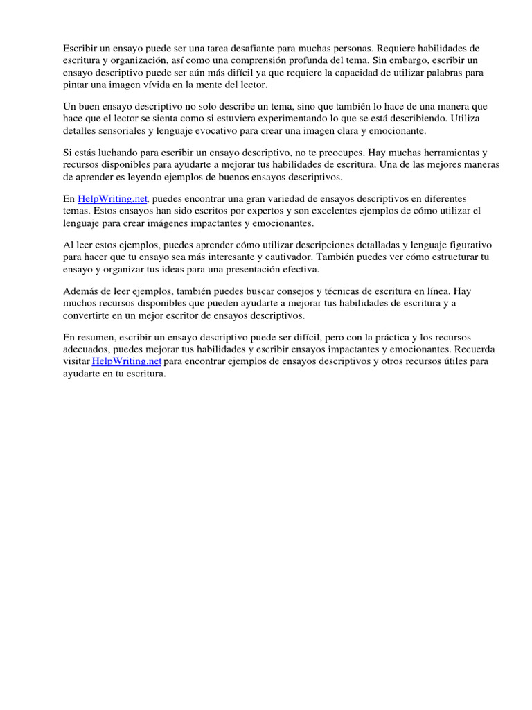 Ejemplos de Buenos Ensayos Descriptivos | PDF