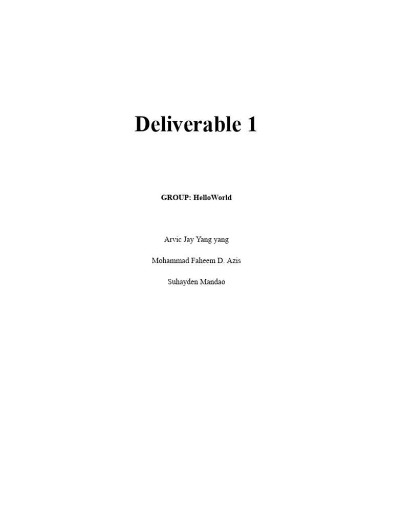 Deliverable1 Group HelloWorld | PDF | Artificial Intelligence | Intelligence (AI) & Semantics