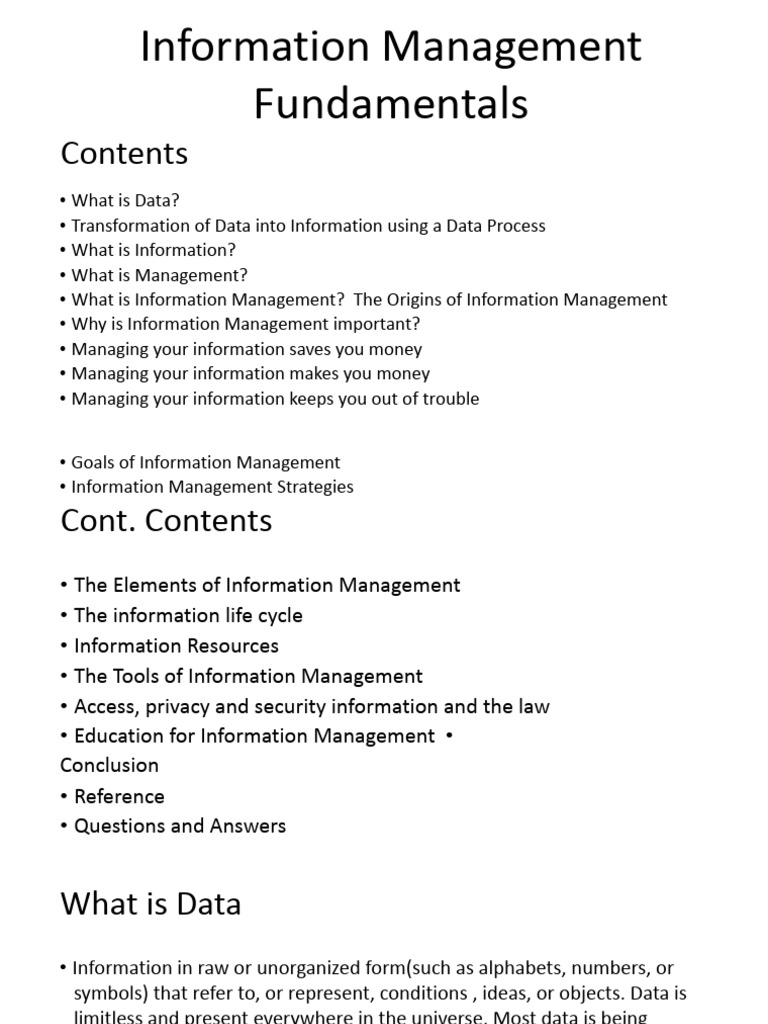 Information Management Essentials Guide | PDF | Information ...