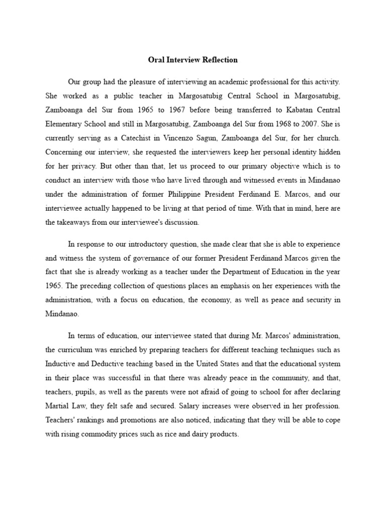 Group 3-Oral Interview Synthesis | PDF | Mindanao | Teachers