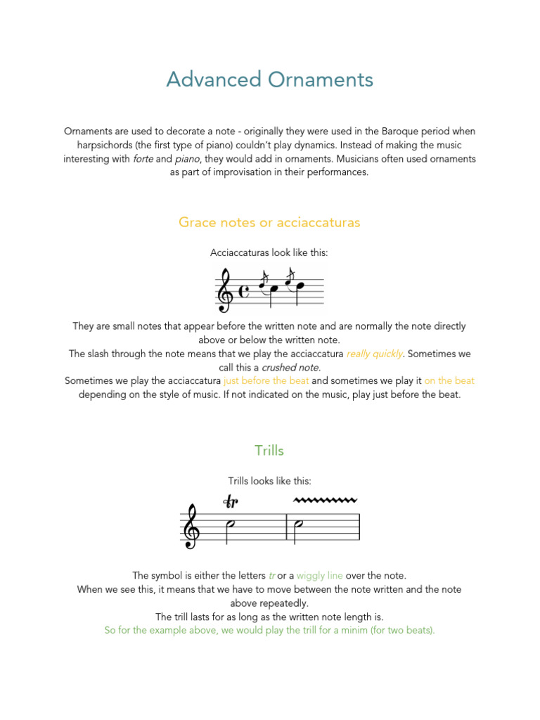 Advanced Ornaments | PDF | Musical Notation | Musical Techniques