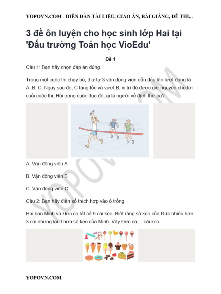 VIOEDU ĐẤU TRƯỜNG TOÁN HỌC LỚP 2 | PDF