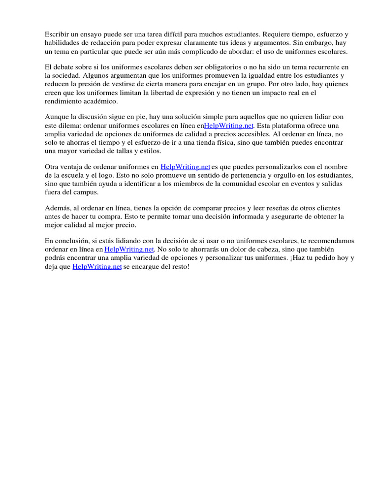 La Importancia de Los Uniformes Escolares | PDF | Relaciones personales ...