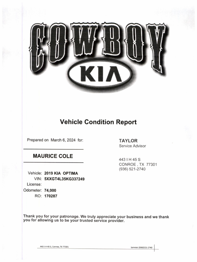 TMathias Cowboy Kia | PDF