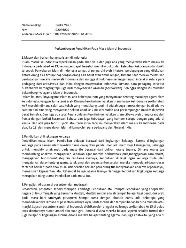 Reading Report 3 - Endra Yan.S - 22046020 - Sejarah Pendidikan | PDF | Perjalanan | Agama ...