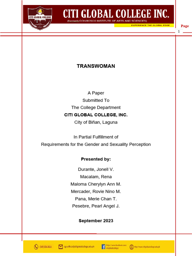 TRANSWOMAN-PAPER (1) | PDF | LGBTQIA+ Studies | Transgender