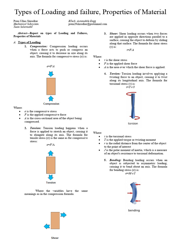Types of Load Failure and Properties of Material | PDF | Bending ...