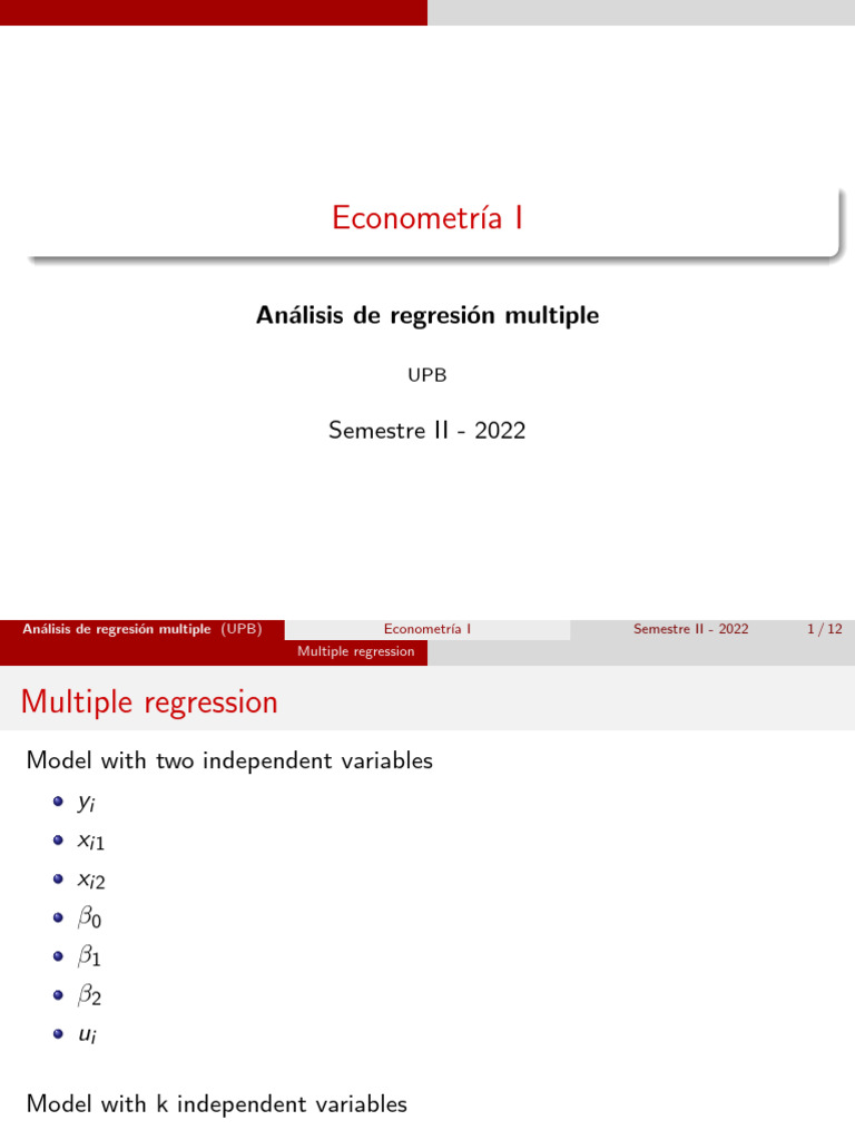 3. Lecture_Multiple_regression_analysis | PDF | Bias Of An Estimator | Ordinary Least Squares