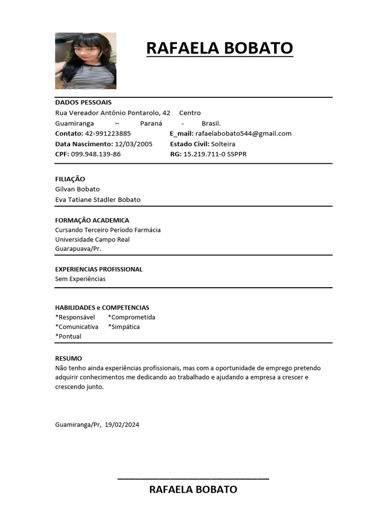 Rafaela Curriculo | PDF