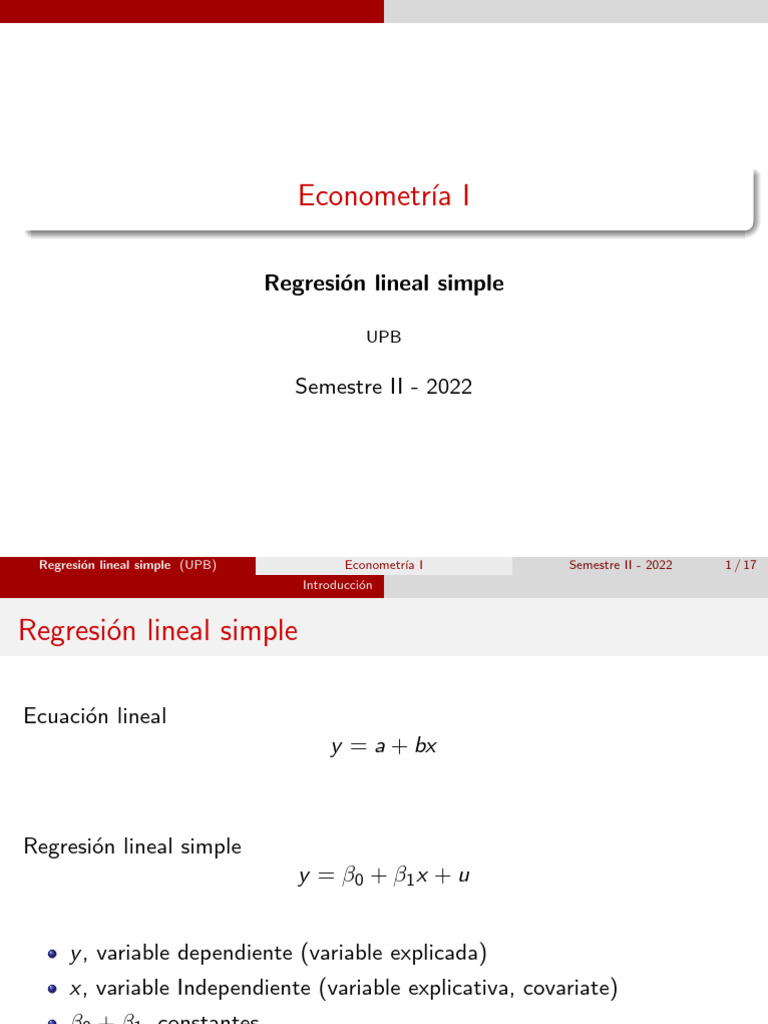 2. Lecture_Simple_regression_model | PDF | Ordinary Least Squares | Errors And Residuals
