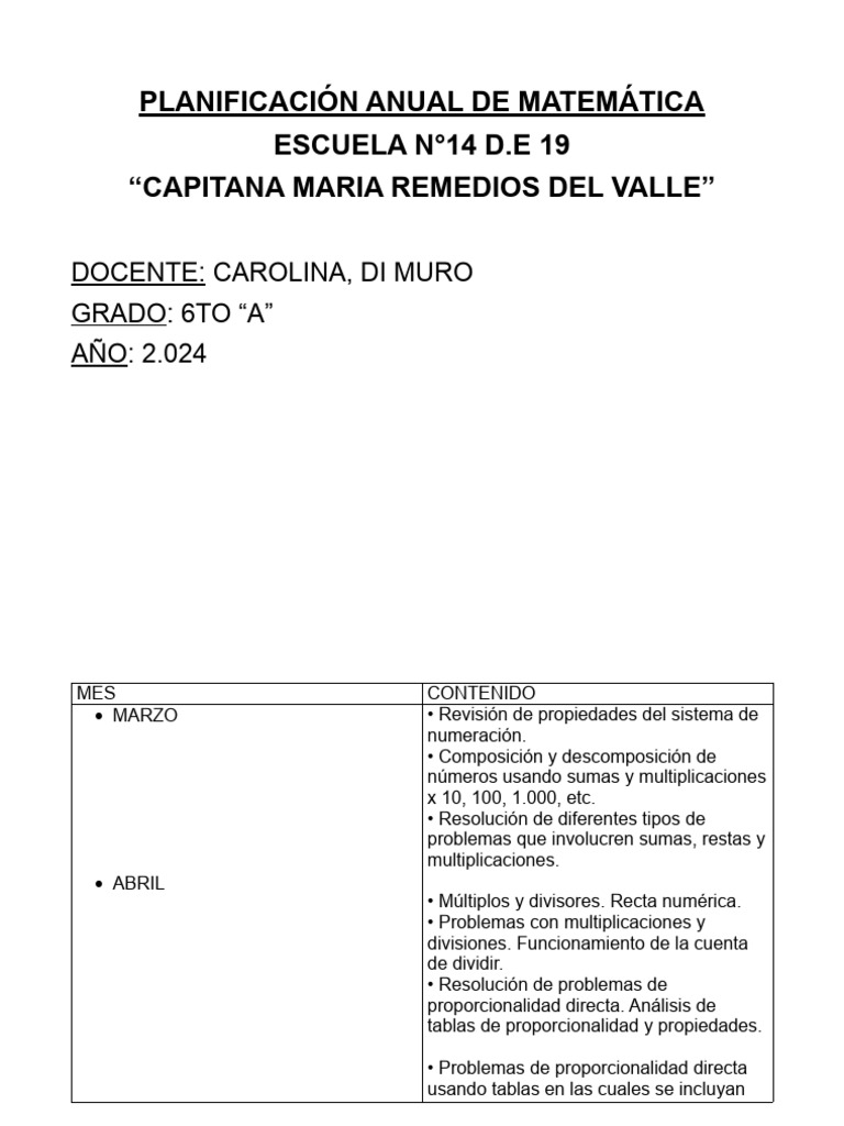 Plan Matematica | PDF | Geometría | Rectángulo