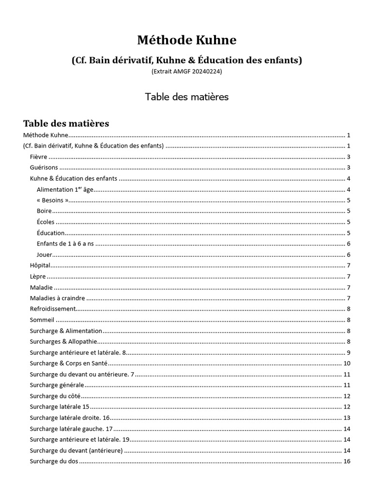 Méthode Kuhne : Éducation et Santé Enfant | PDF | Lait | Nourritures