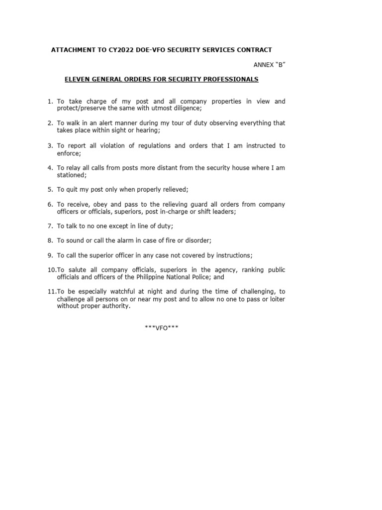 Attachment To Cy2022 Doe-Vfo Security Services Contract | PDF