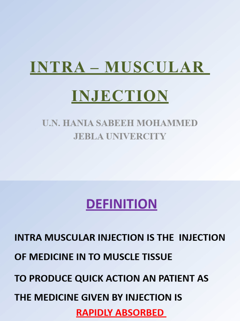 Intra - Muscular Injection 2020 | PDF | Injection (Medicine) | Clinical ...