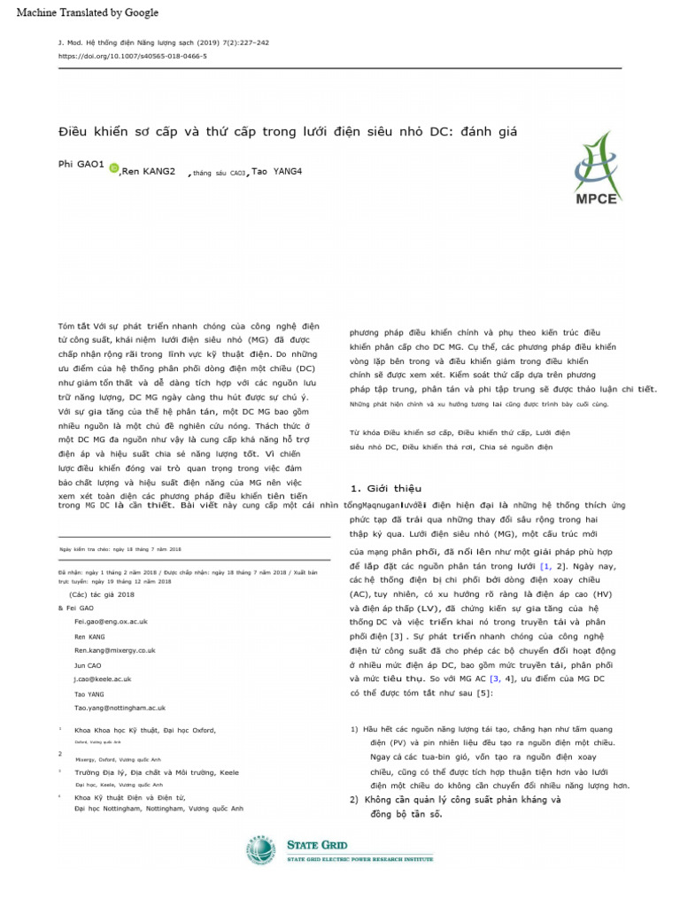 SV4 AH Primary and Secondary Control in DC Microgrids A Review TONG QUAN HAY | PDF