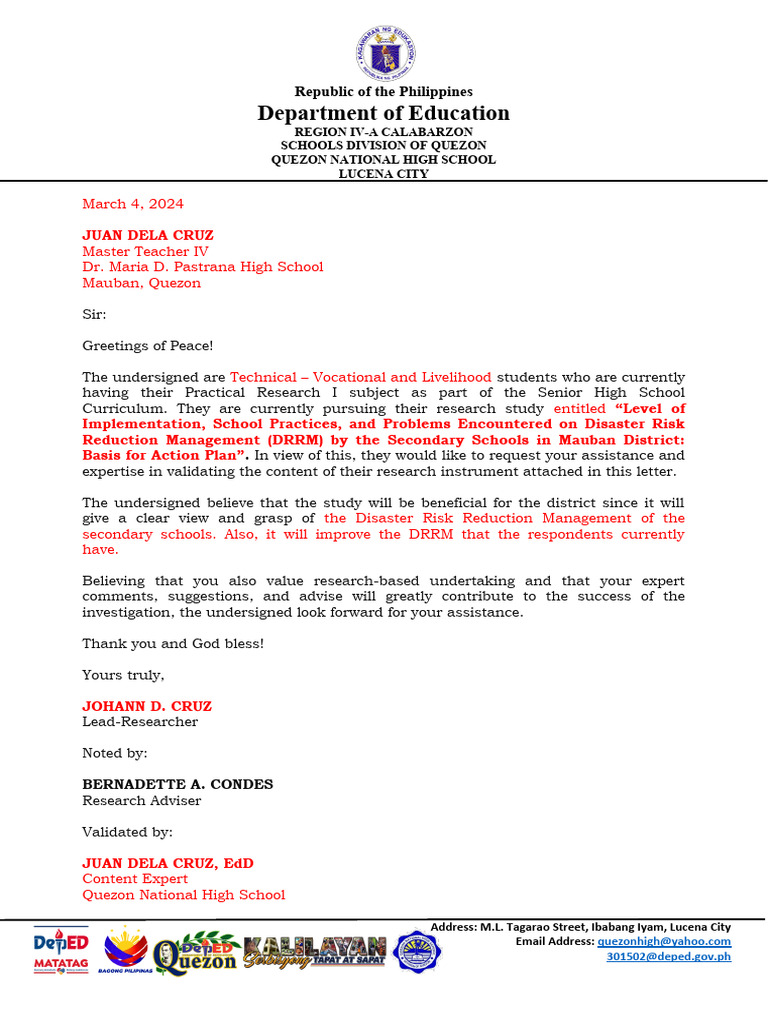 Letter For Validators | PDF