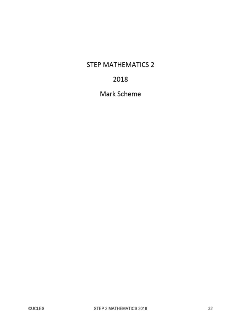 2018 STEP 2 Mark Scheme | PDF | Quadratic Equation | Algebra