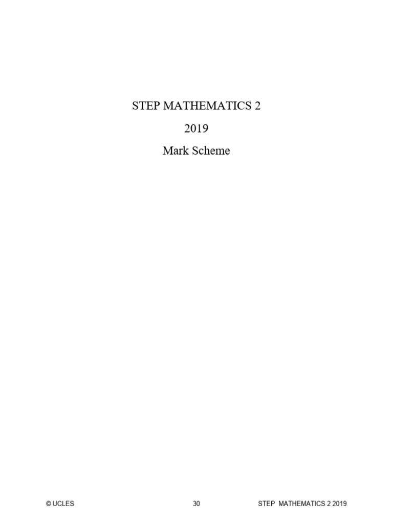 2019 STEP 2 Mark Scheme | PDF | Tangent | Algebra
