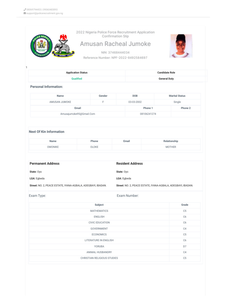 Nigeria Police Force Recruitment Portal PDF