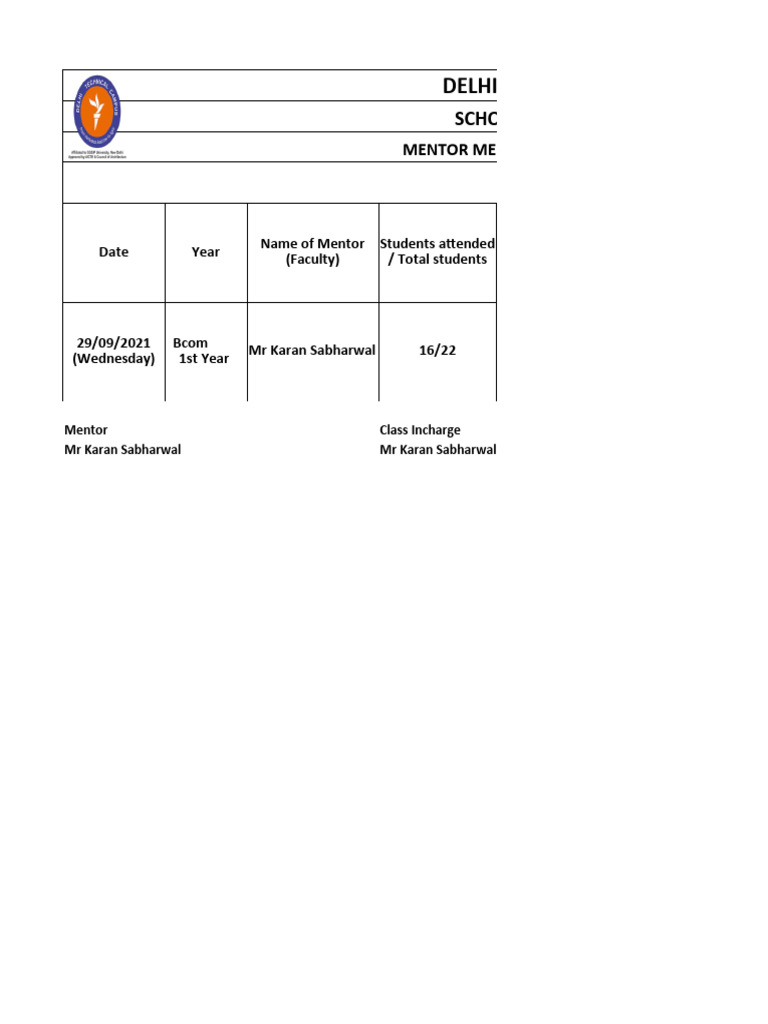 Mentor-Mentee Format Bcom 3rd Year | PDF | Learning Programs